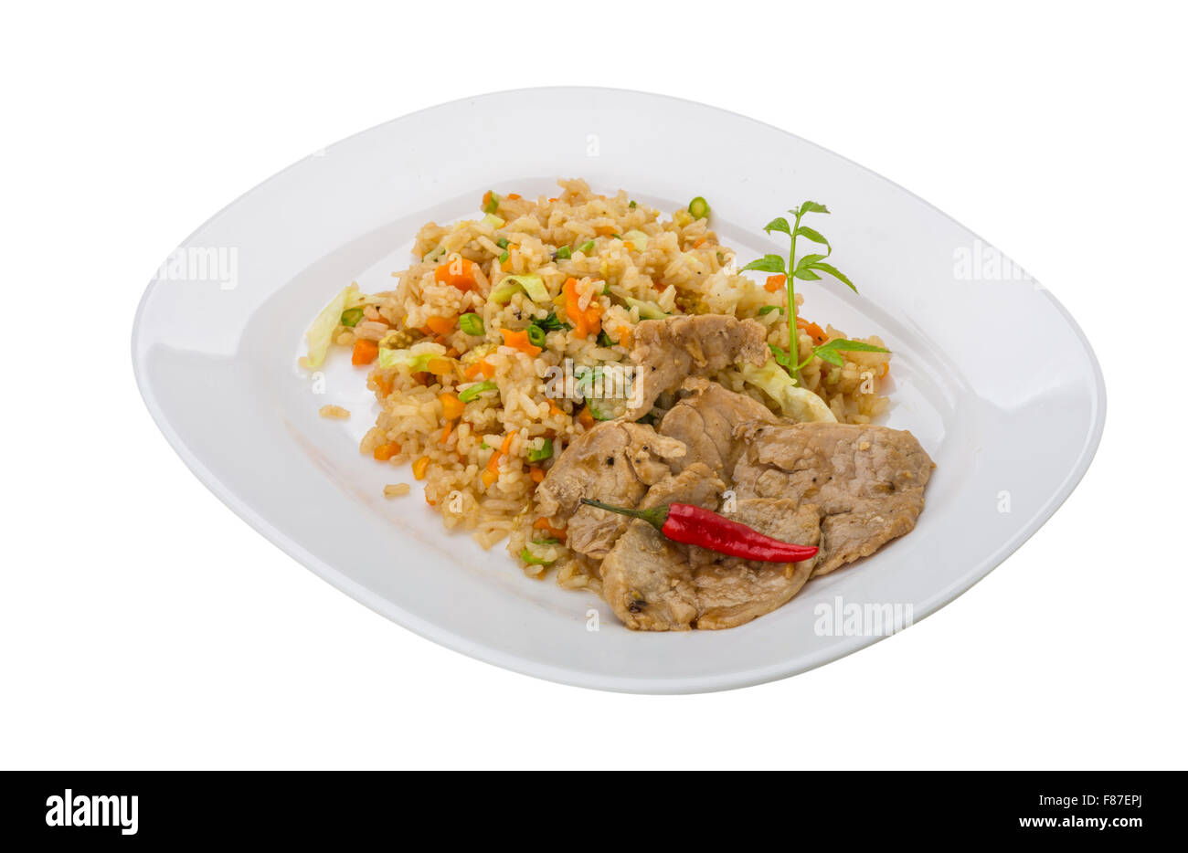 Fried rice with pork - asian traditional food Stock Photo - Alamy