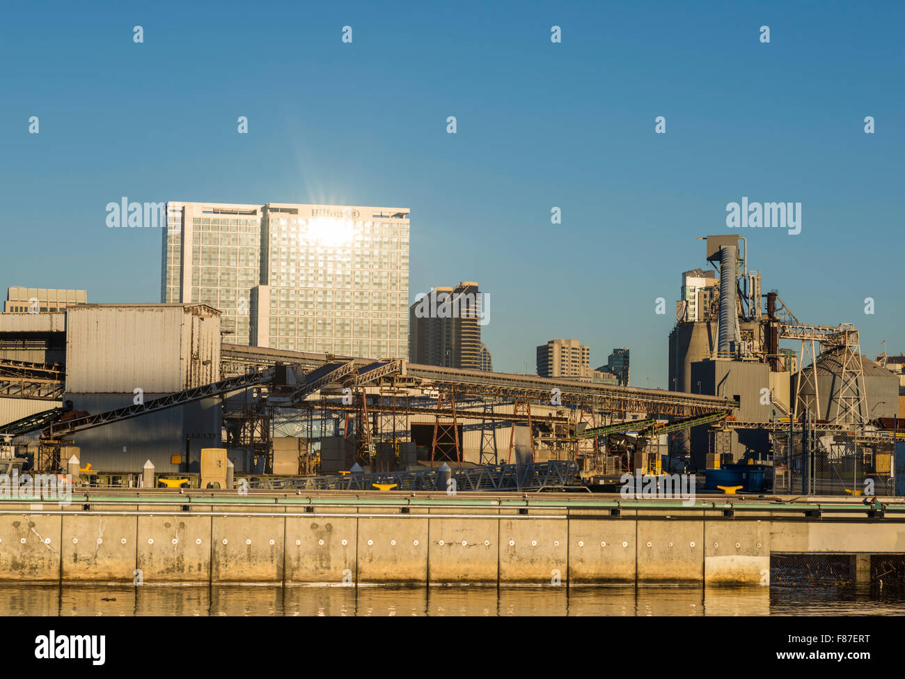 harbor, industrial area, buildings, morning. San Diego, California, USA ...