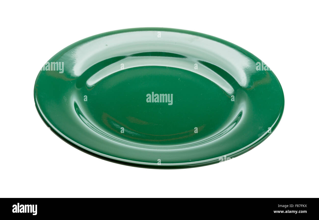 Green plate isolated on white background Stock Photo - Alamy