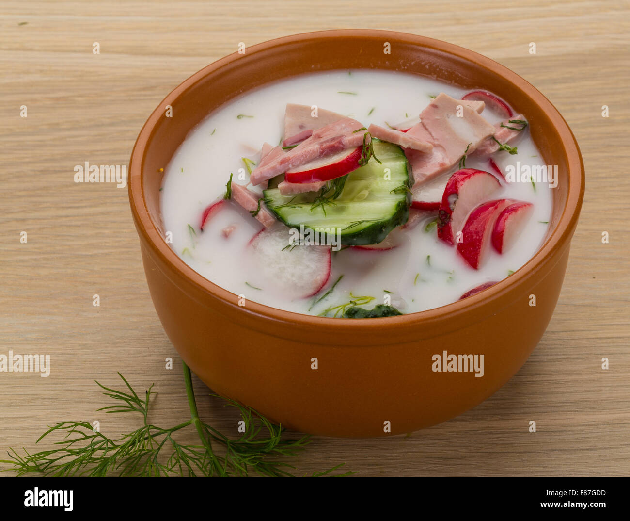 Traditional Russian cold soup - Okroshka Stock Photo - Alamy
