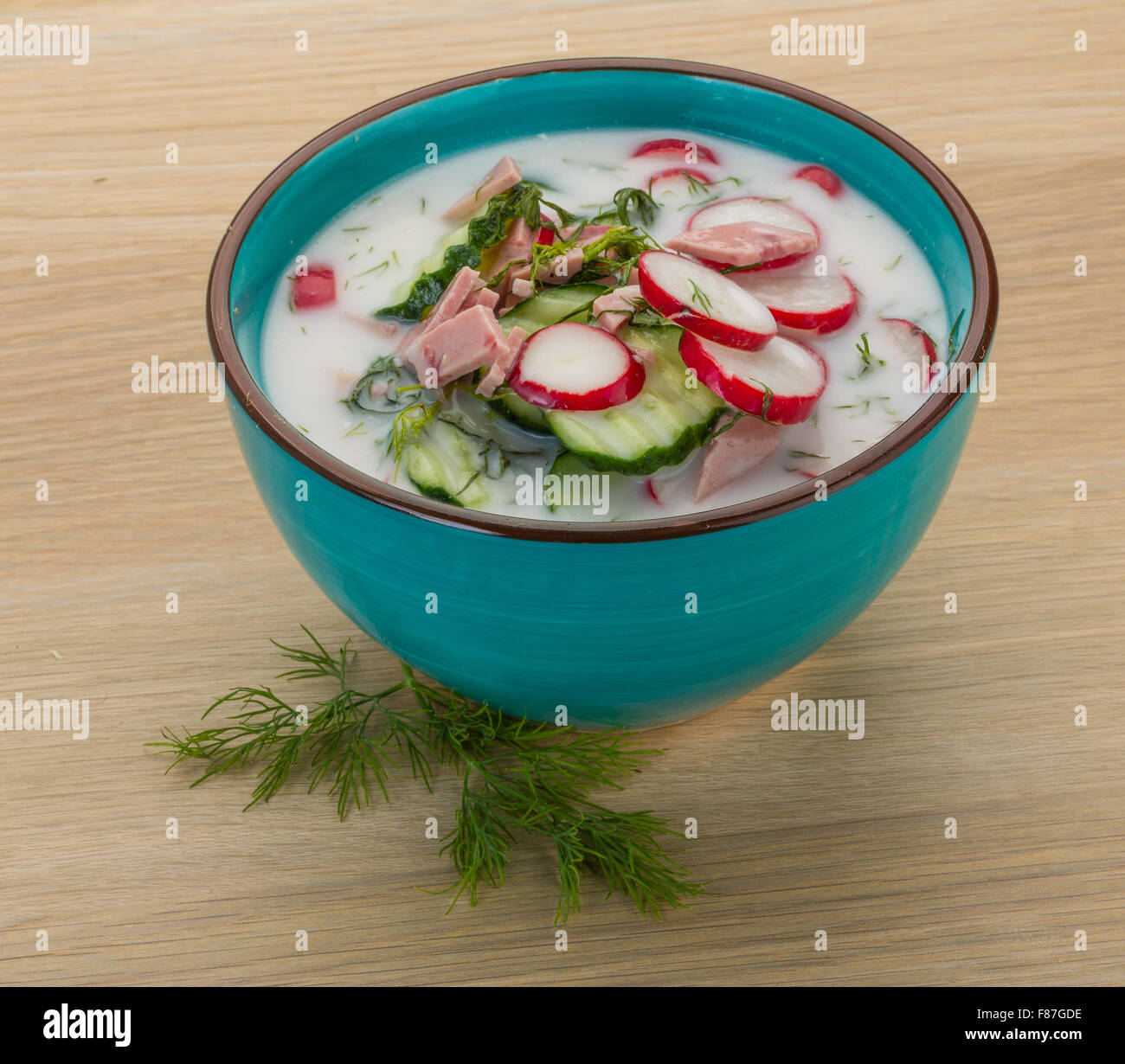 Traditional Russian cold soup - Okroshka Stock Photo - Alamy