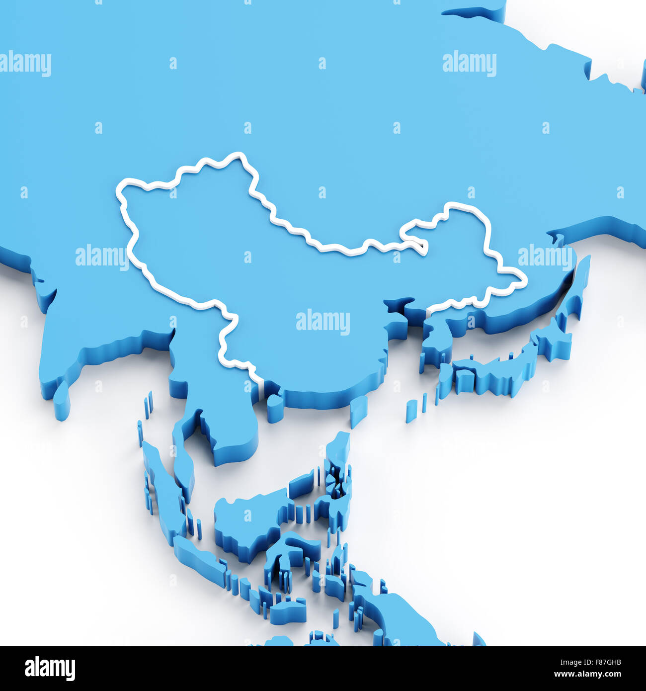 Map china, india, japan and korea hi-res stock photography and images ...