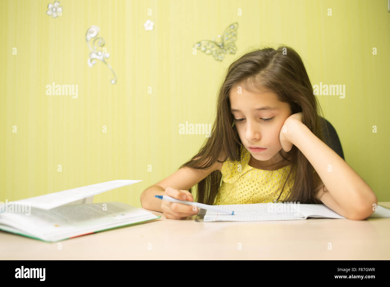 clever girl doing homework Stock Photo - Alamy