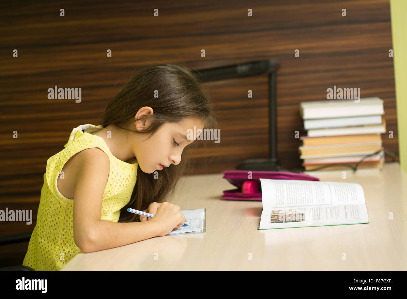 clever girl doing homework Stock Photo - Alamy