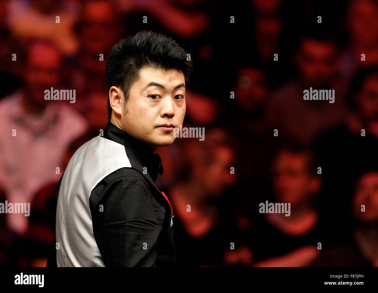 York, UK. 6th December, 2015. Liang Wenbo of China reacts during the ...