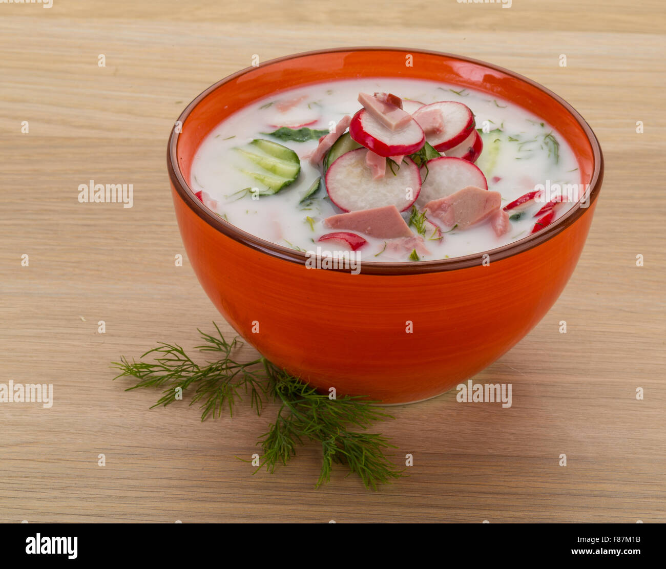 Traditional Russian cold soup - Okroshka Stock Photo - Alamy
