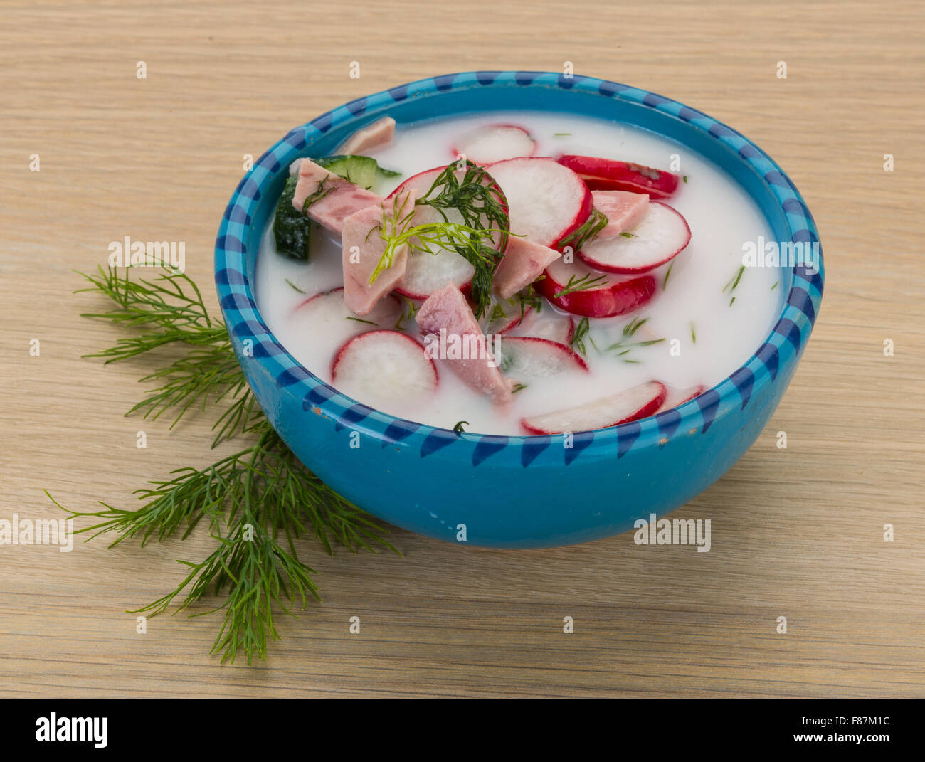 Traditional Russian cold soup - Okroshka Stock Photo - Alamy