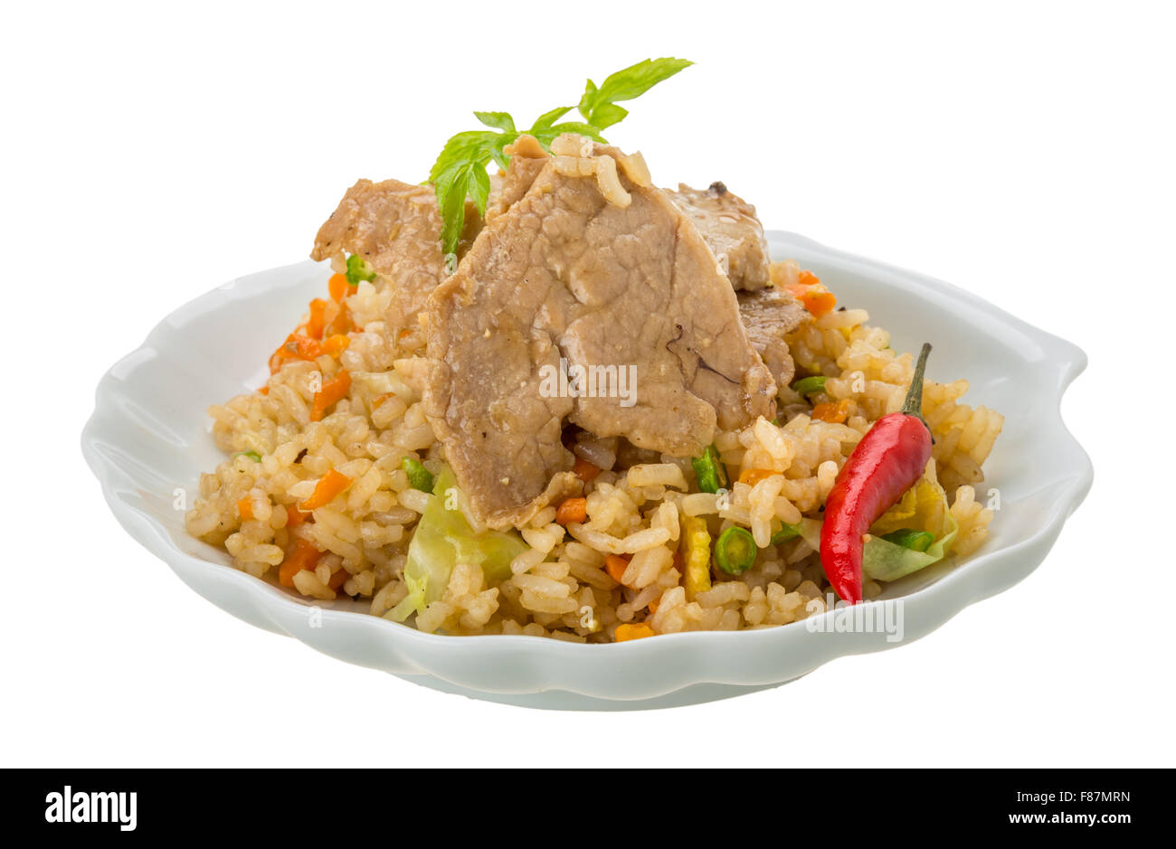 Fried rice with pork - asian traditional food Stock Photo - Alamy