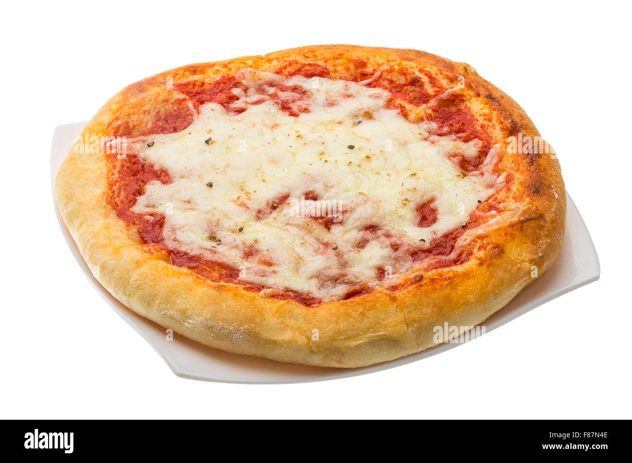 Round pizza with tomato and cheese Stock Photo - Alamy