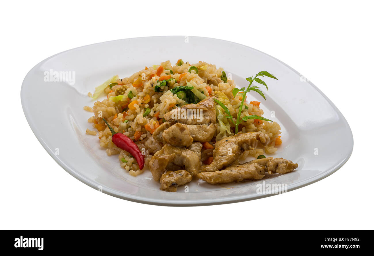 Fried rice with chicken - traditional asian food Stock Photo - Alamy