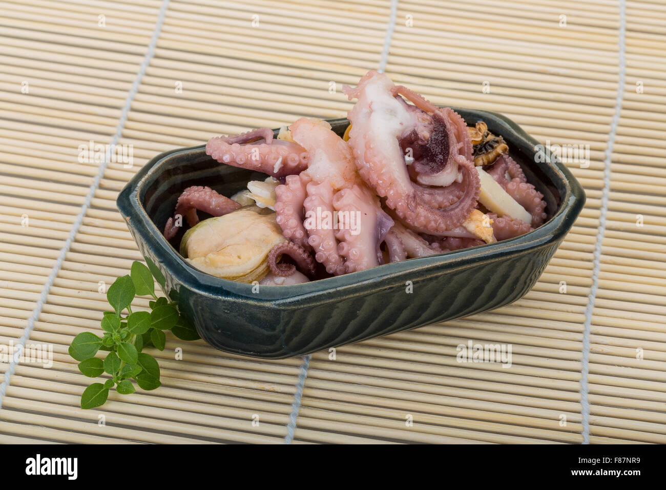 Seafood cocktail with octopus, shrimp, calamari and mussel Stock Photo ...