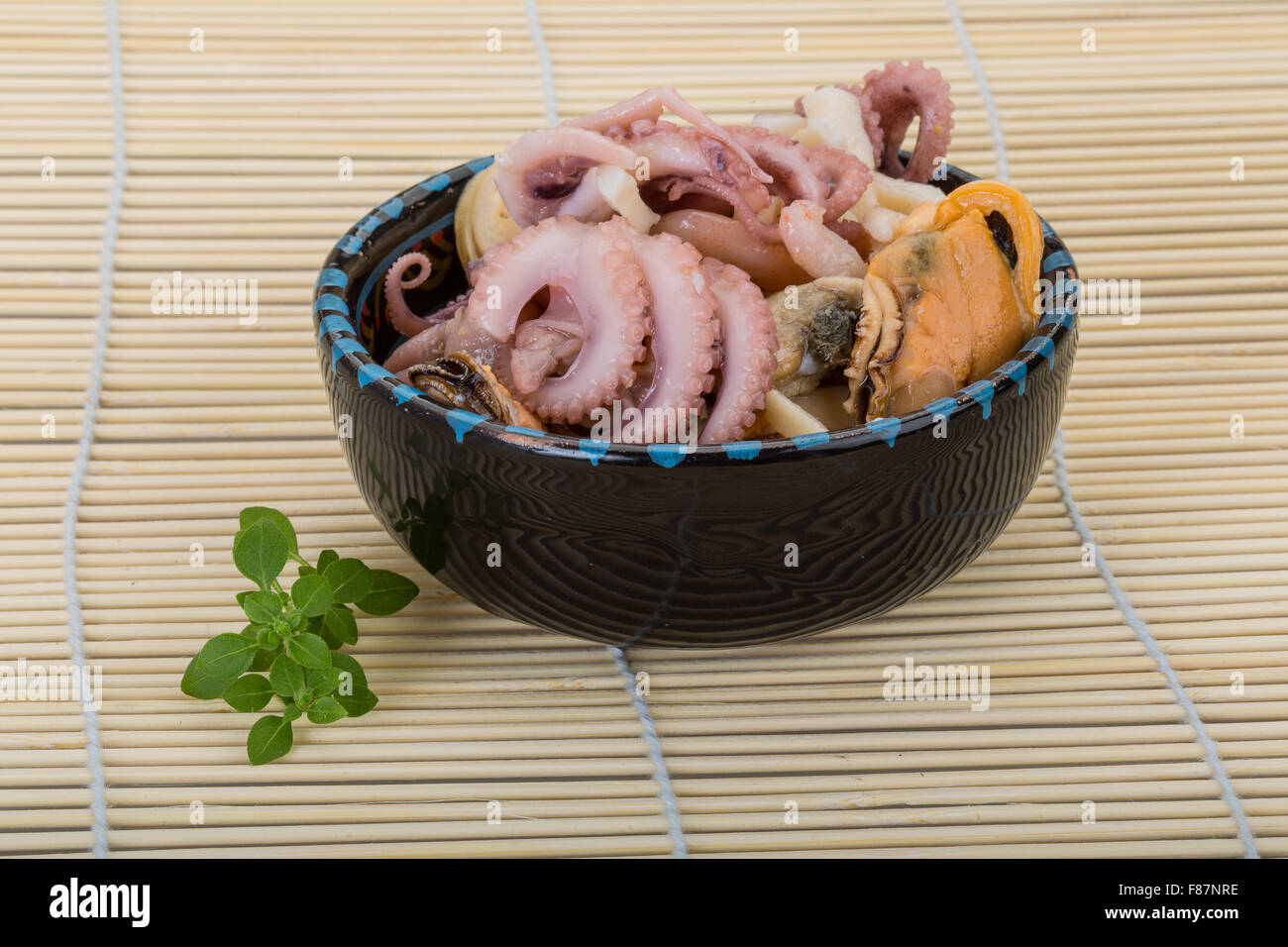 Seafood cocktail with octopus, shrimp, calamari and mussel Stock Photo ...