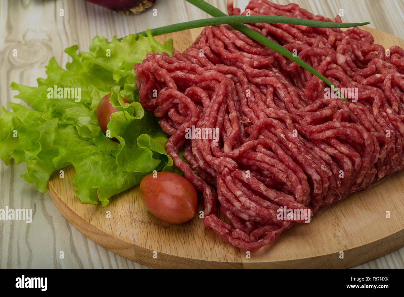 Raw minced beef with onion - ready for cooking Stock Photo - Alamy