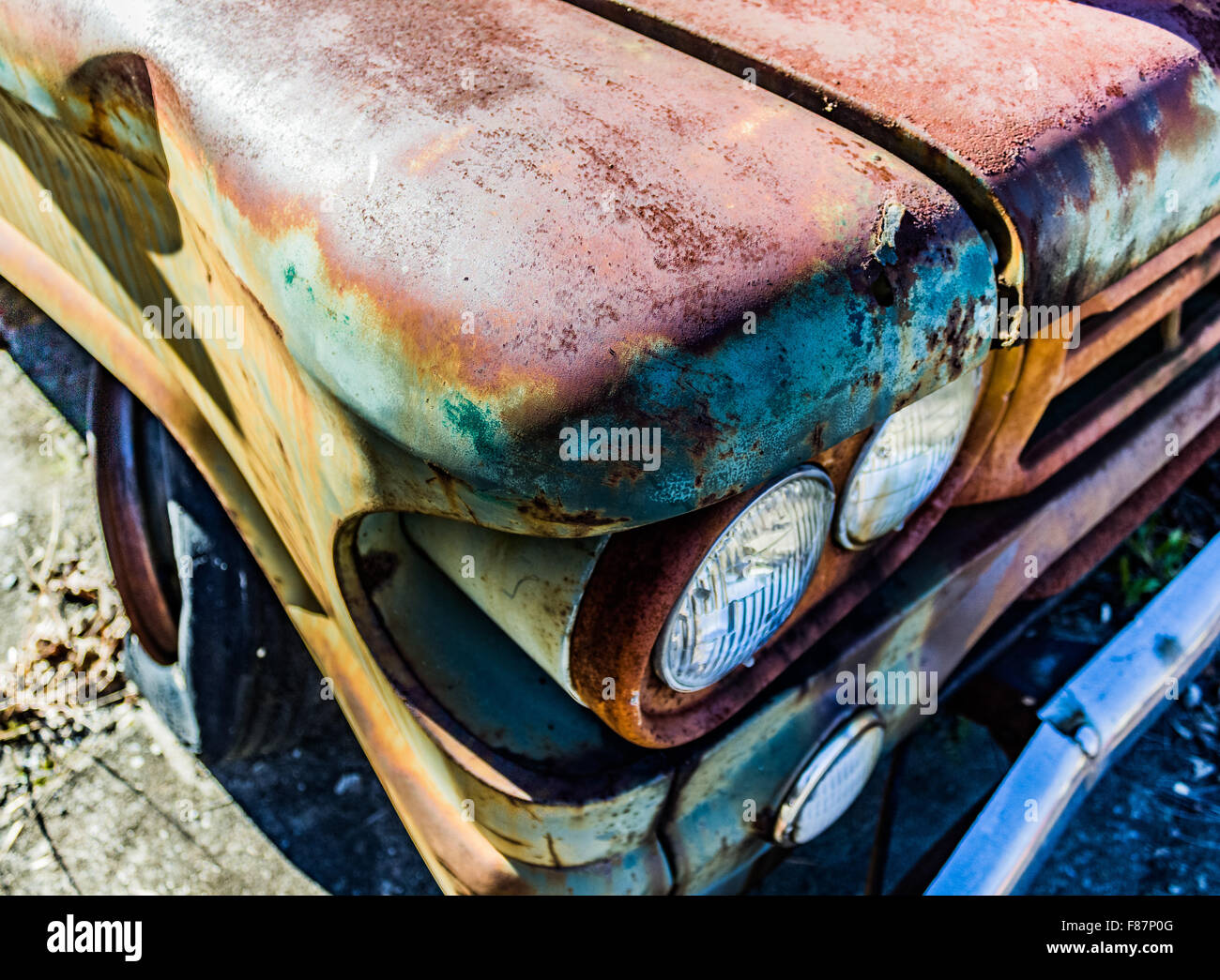 Old, junk cars in the woods Stock Photo - Alamy