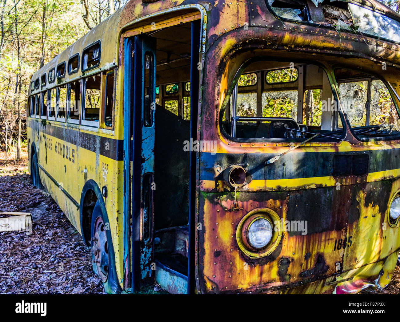 Old, junk cars in the woods Stock Photo - Alamy