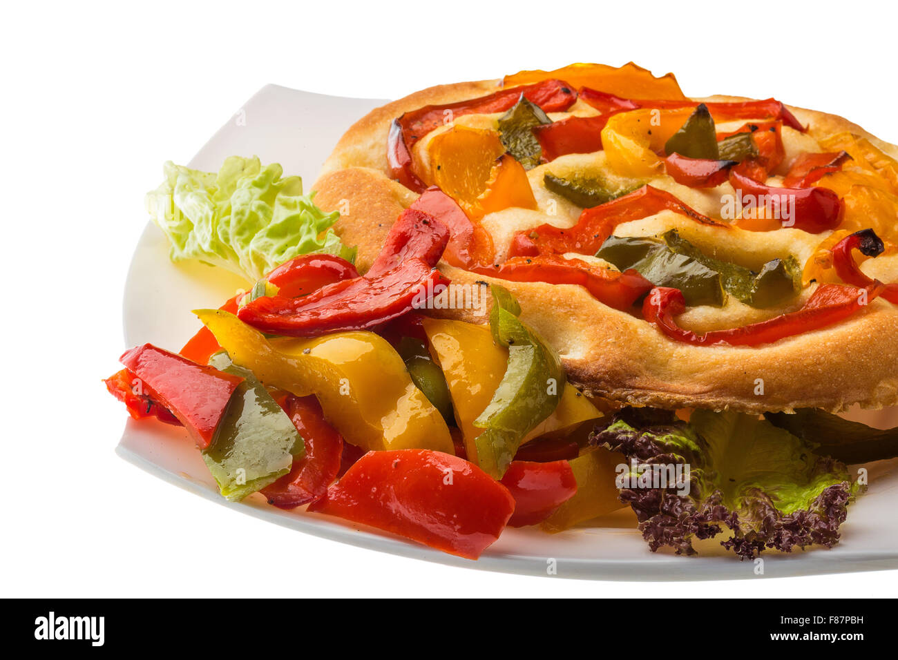 Round Pizza with bulgarian pepper Stock Photo - Alamy