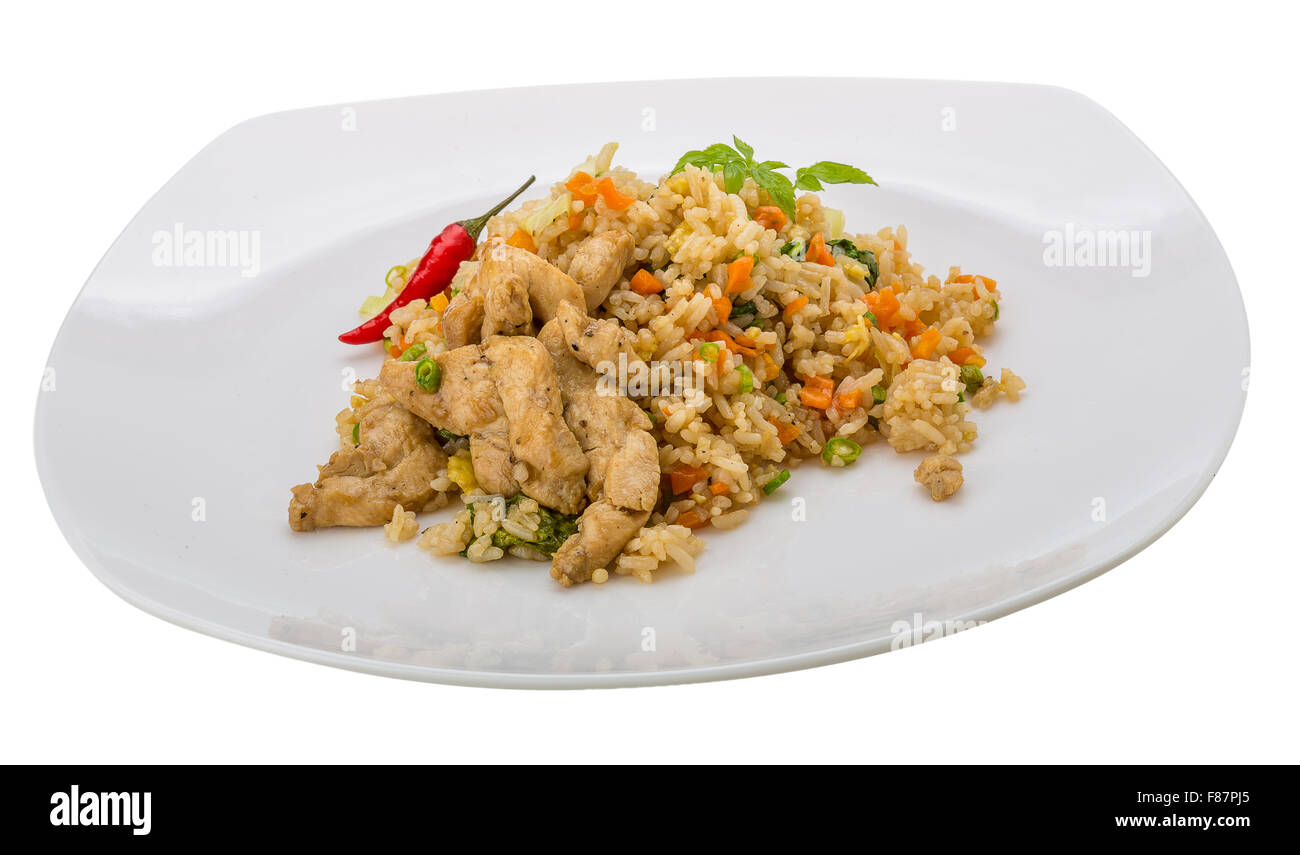 Fried rice with chicken - traditional asian food Stock Photo - Alamy
