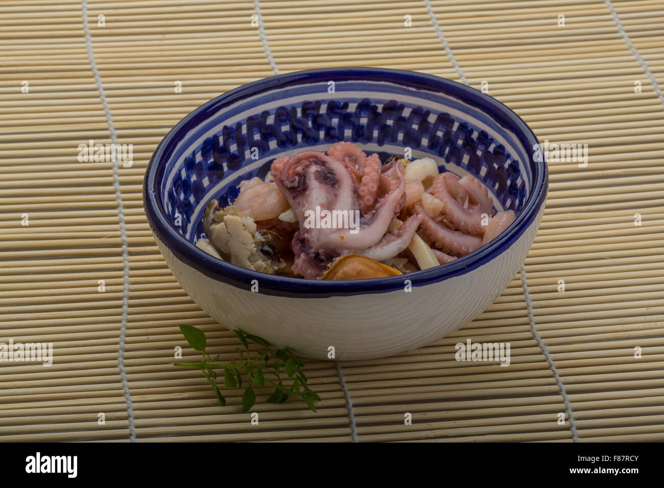 Seafood cocktail with octopus, shrimp, calamari and mussel Stock Photo ...