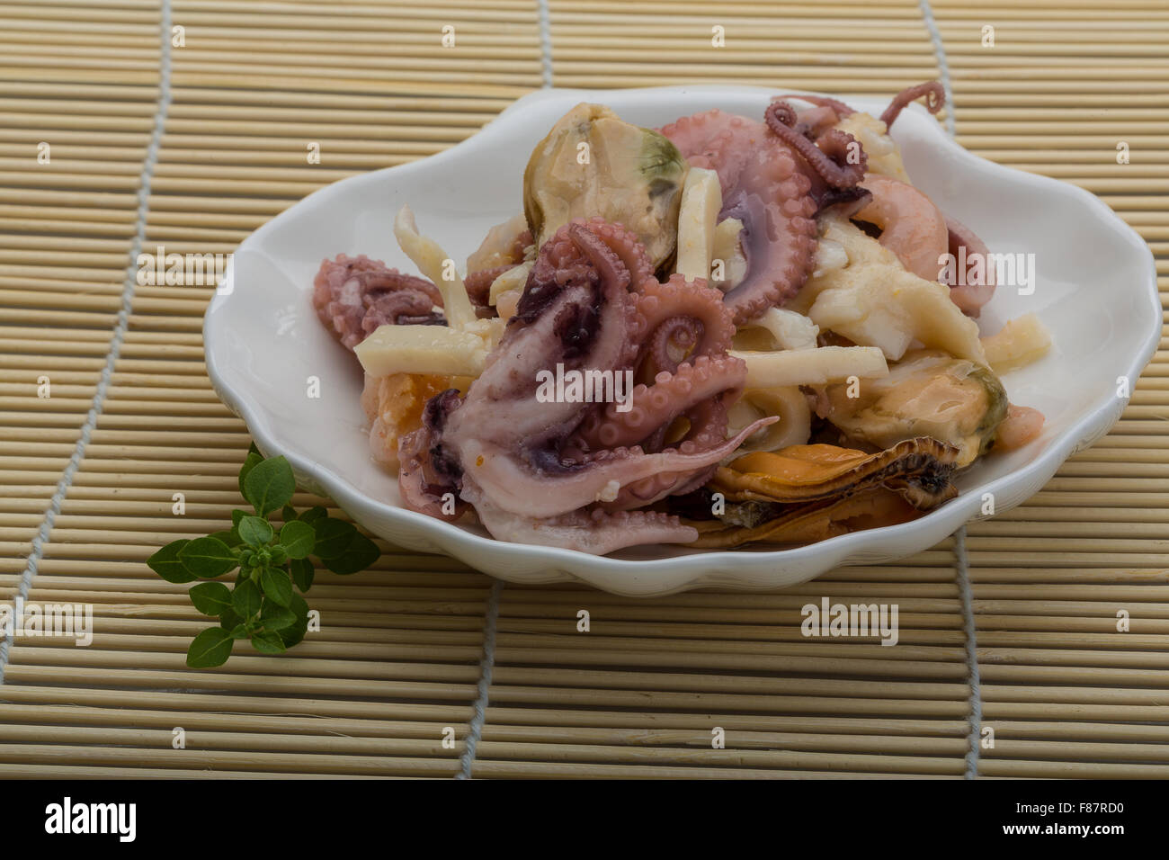 Seafood cocktail with octopus, shrimp, calamari and mussel Stock Photo ...