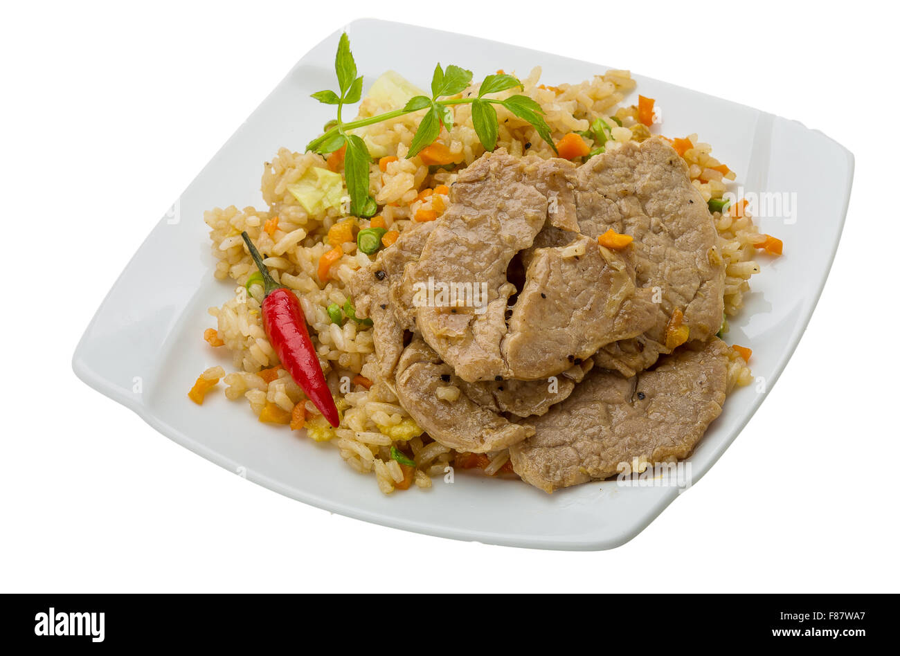 Fried rice with pork - asian traditional food Stock Photo - Alamy