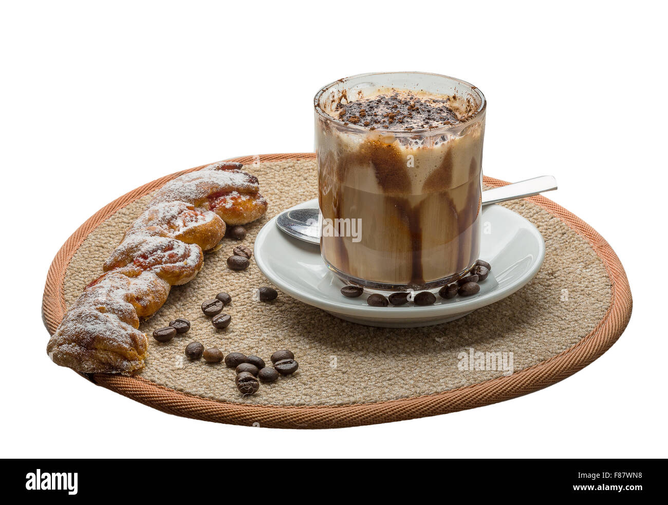 Mocha coffee with chocolate and powder Stock Photo - Alamy