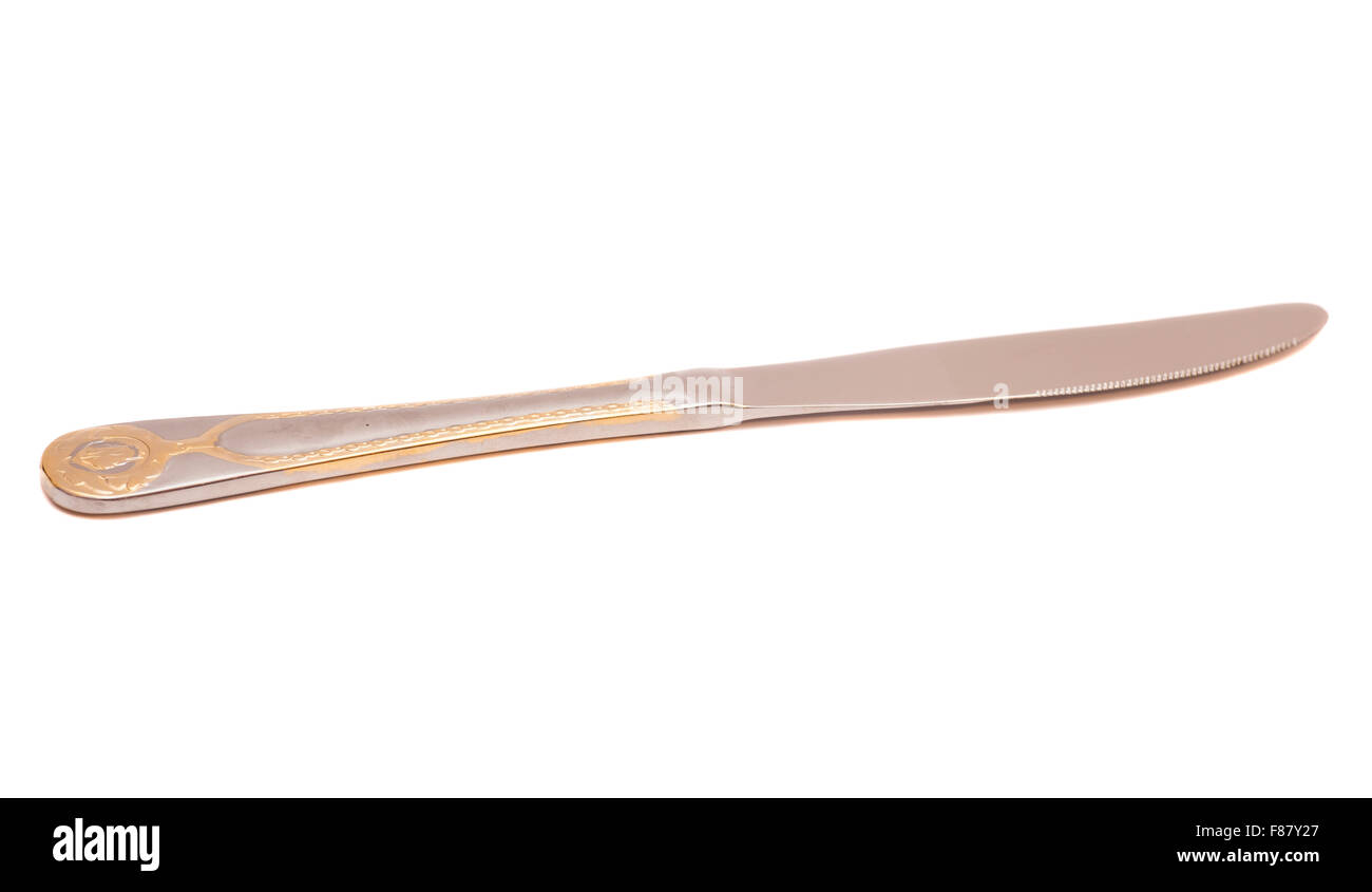 Steel metal table knife isolated on white background Stock Photo - Alamy