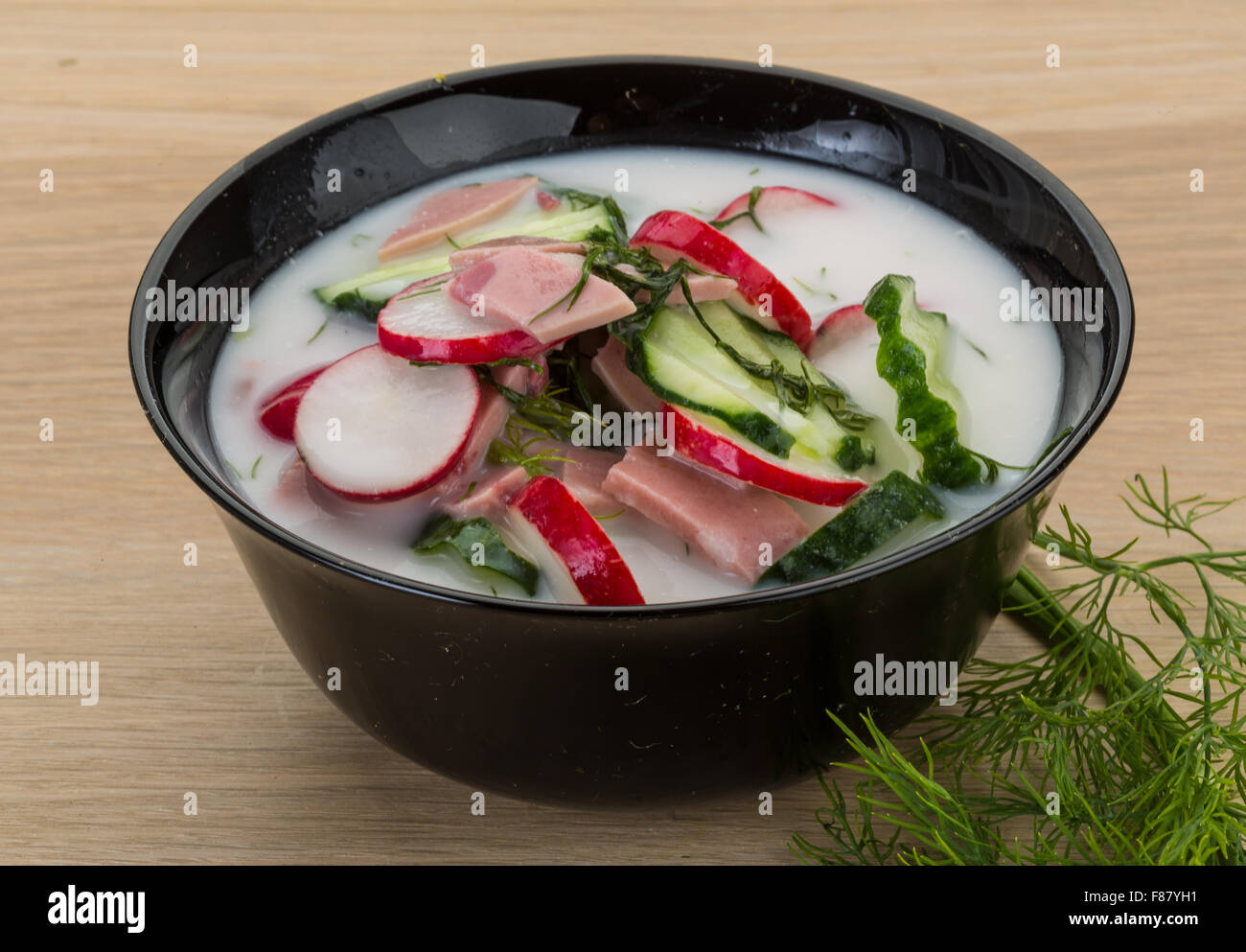 Traditional Russian cold soup - Okroshka Stock Photo - Alamy