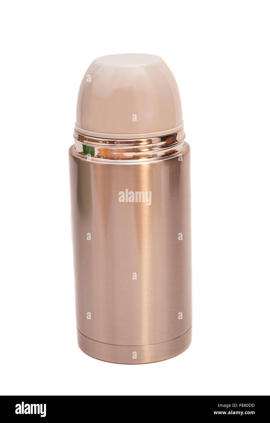 Steel thermos isolated on white background Stock Photo - Alamy