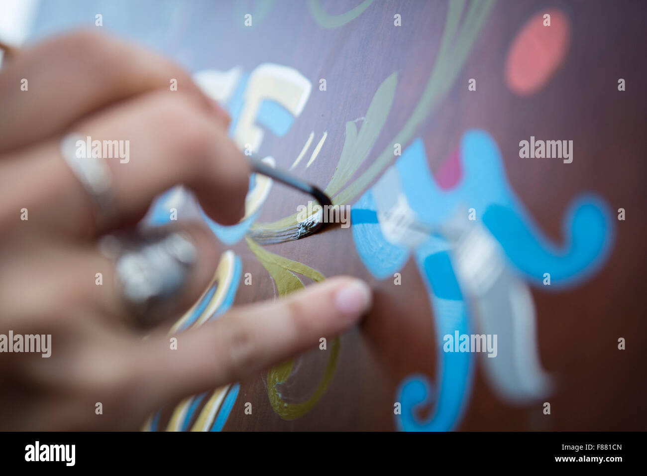 Buenos Aires, Argentina. 6th Dec, 2015. A woman makes a work of "filete ...