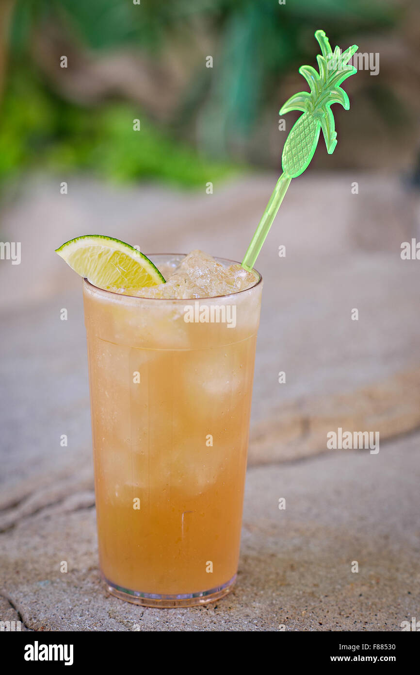 refreshing alcoholic tropical cocktail "Long Island Iced Tea" in the ...