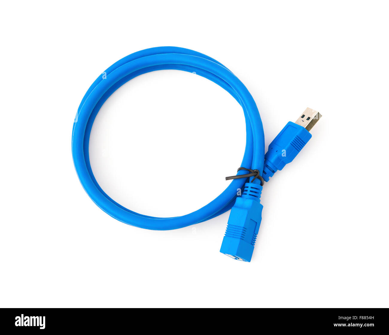 top view blue usb cable on a white background Stock Photo - Alamy