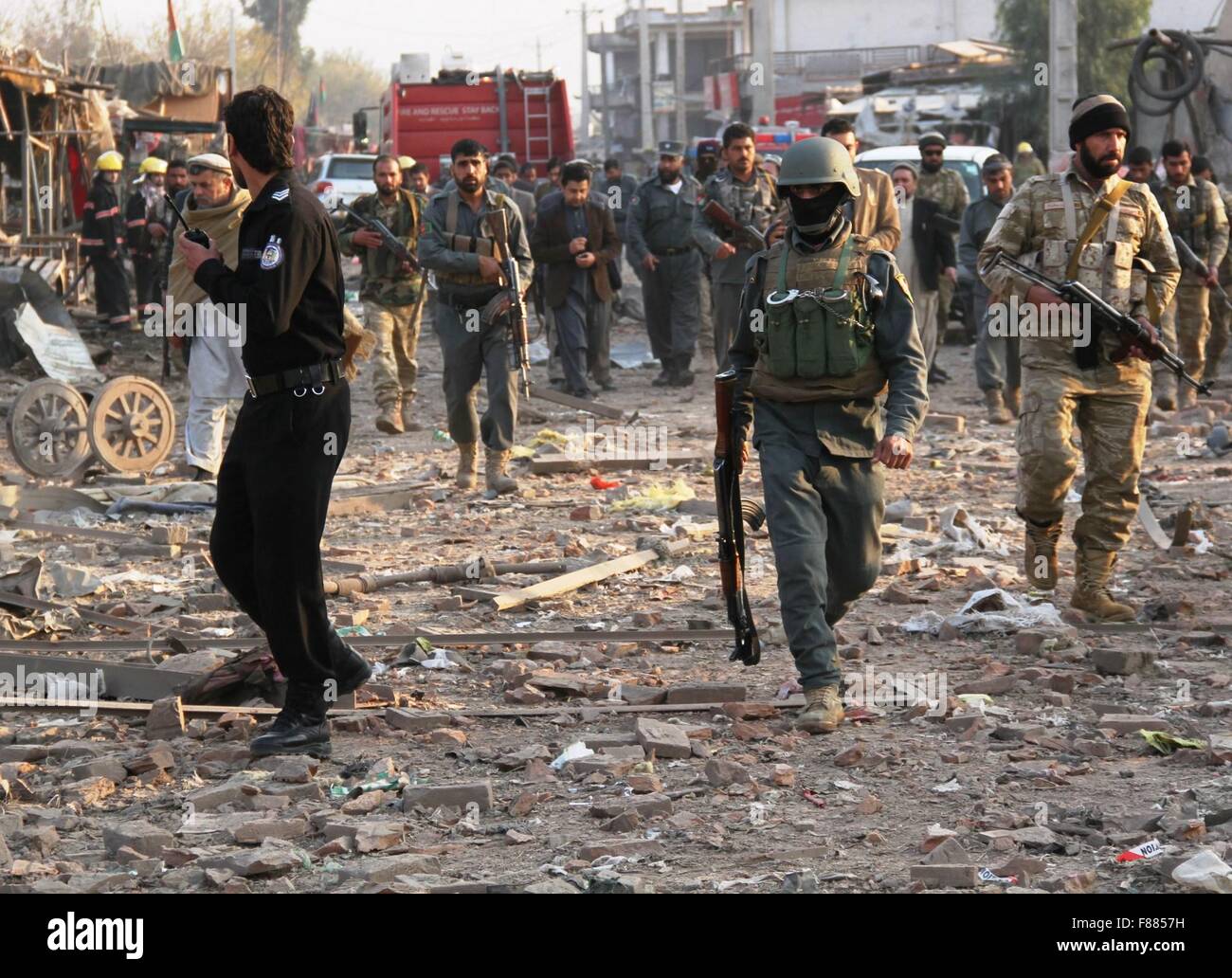 Nangarhar, Afghanistan. 7th Dec, 2015. Members of Afghan security ...