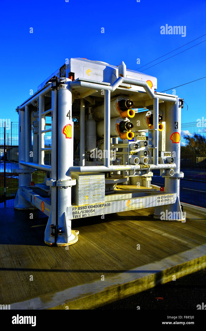Cameron made deep sea oil well pipe tree connector Stock Photo - Alamy