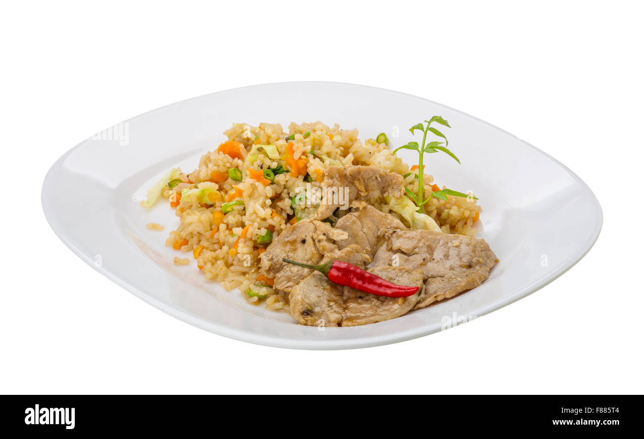 Fried rice with pork - asian traditional food Stock Photo - Alamy
