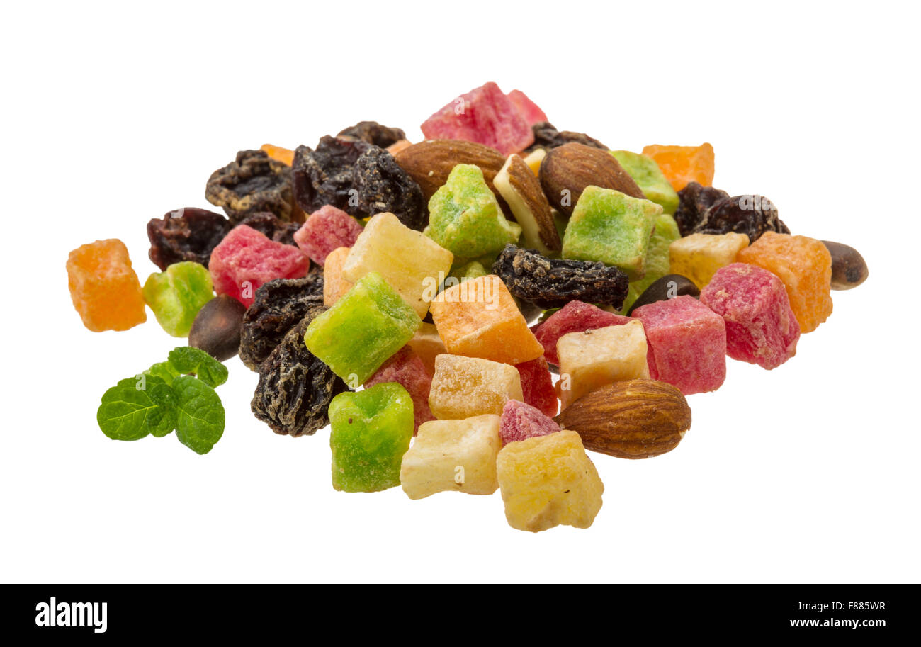 Dry fruit mix isolated on white Stock Photo - Alamy