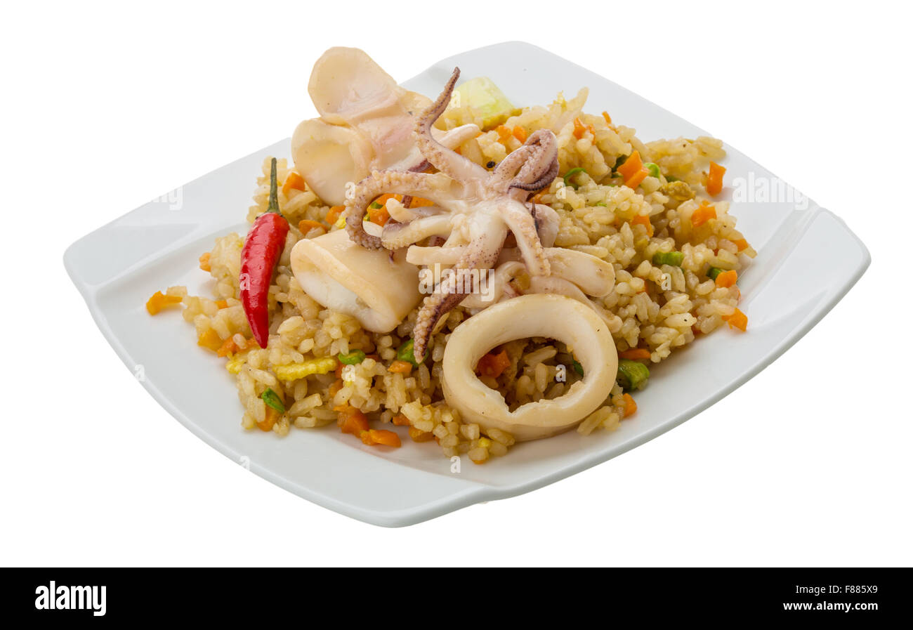Fried rice with calamari - asian food Stock Photo - Alamy