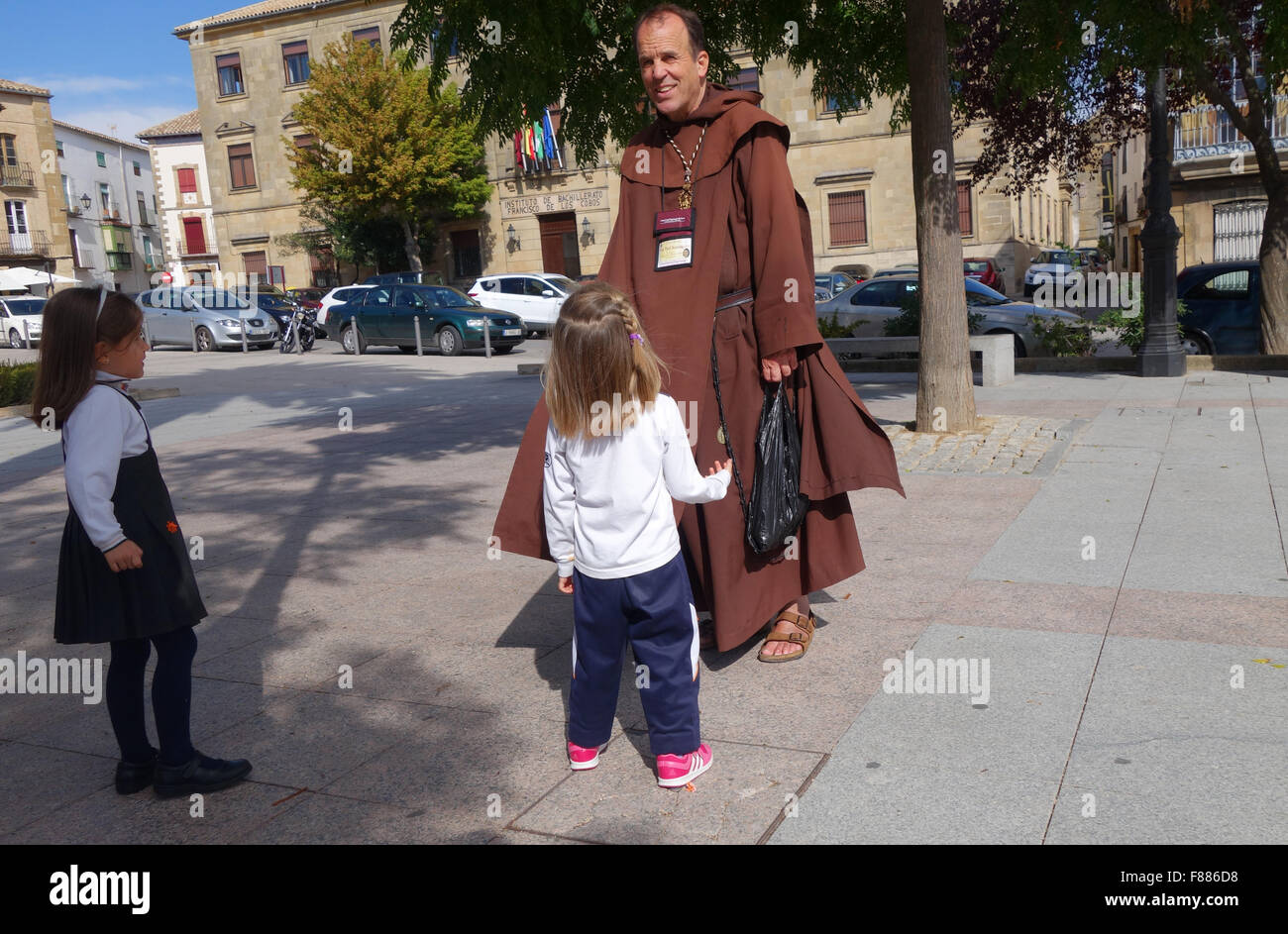 Father Paul Koenig talking to local children in Ubeda Spain while ...