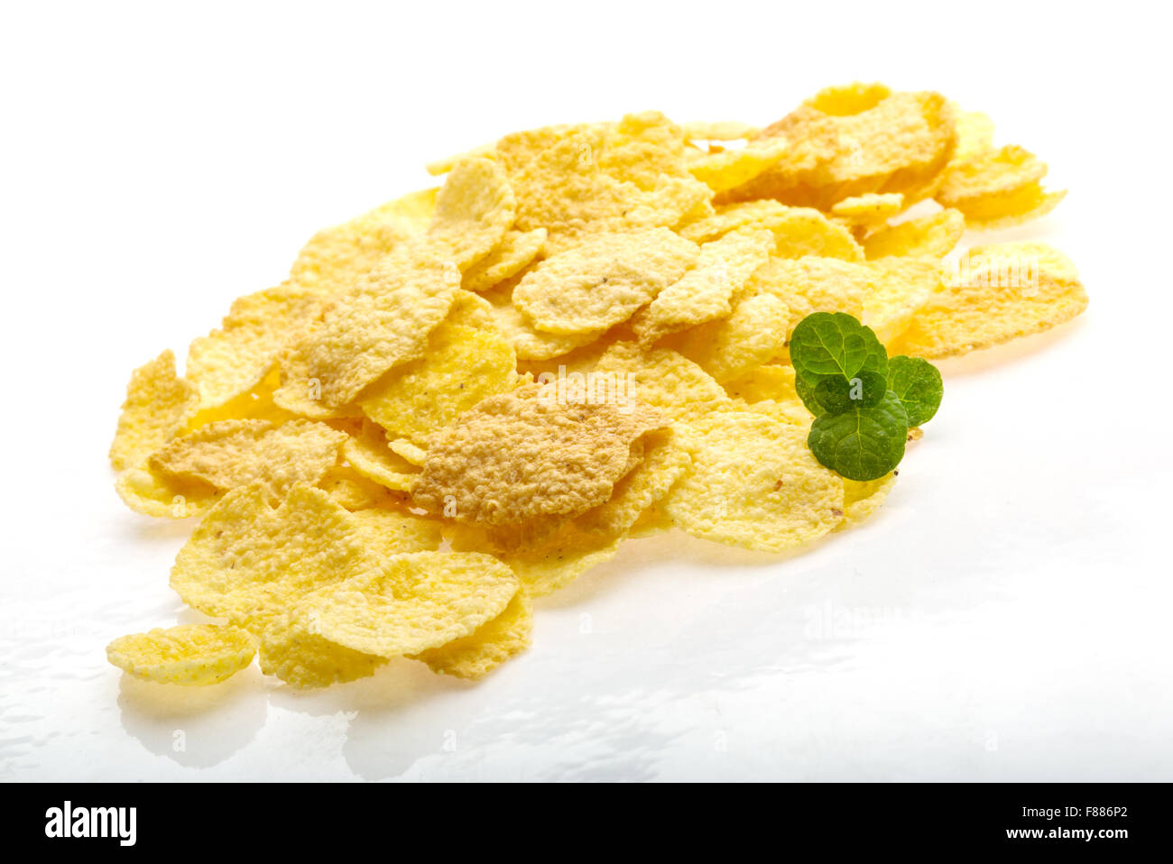 Corn Flakes with mint leaves Stock Photo - Alamy