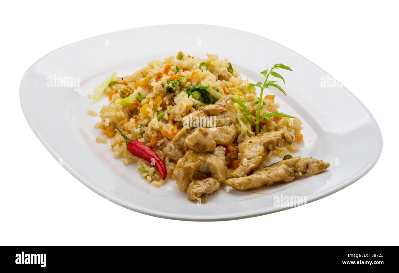 Fried rice with chicken - traditional asian food Stock Photo - Alamy