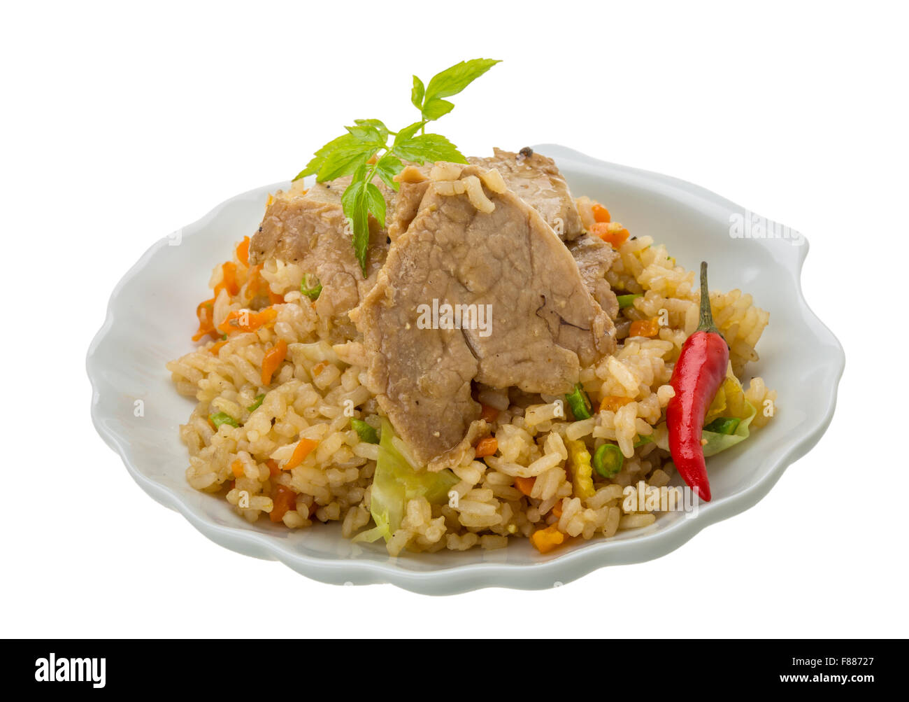 Fried rice with pork - asian traditional food Stock Photo - Alamy
