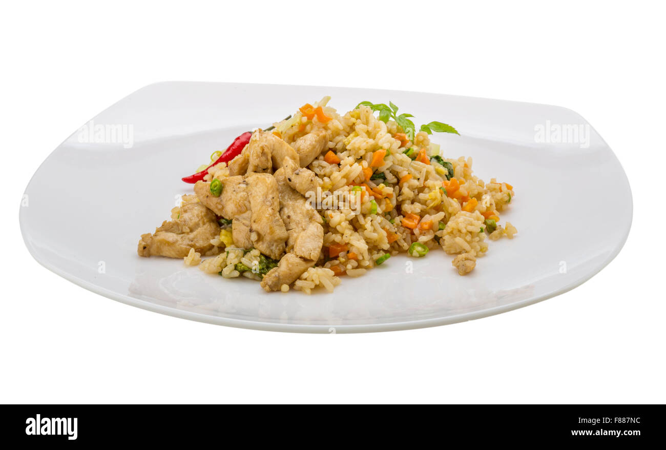 Fried rice with chicken - traditional asian food Stock Photo - Alamy