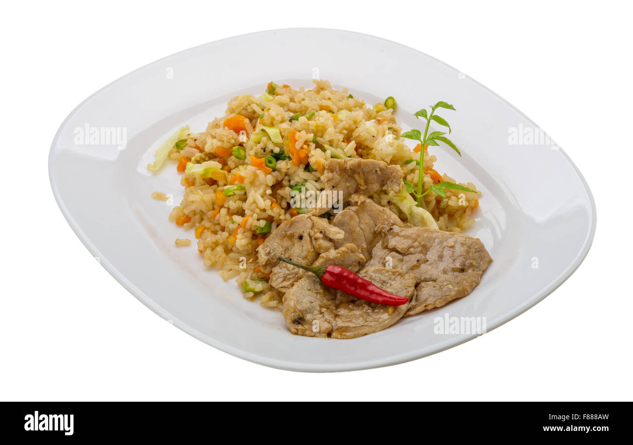 Fried rice with pork - asian traditional food Stock Photo - Alamy