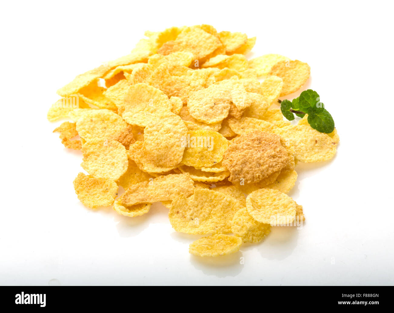 Corn Flakes with mint leaves Stock Photo - Alamy