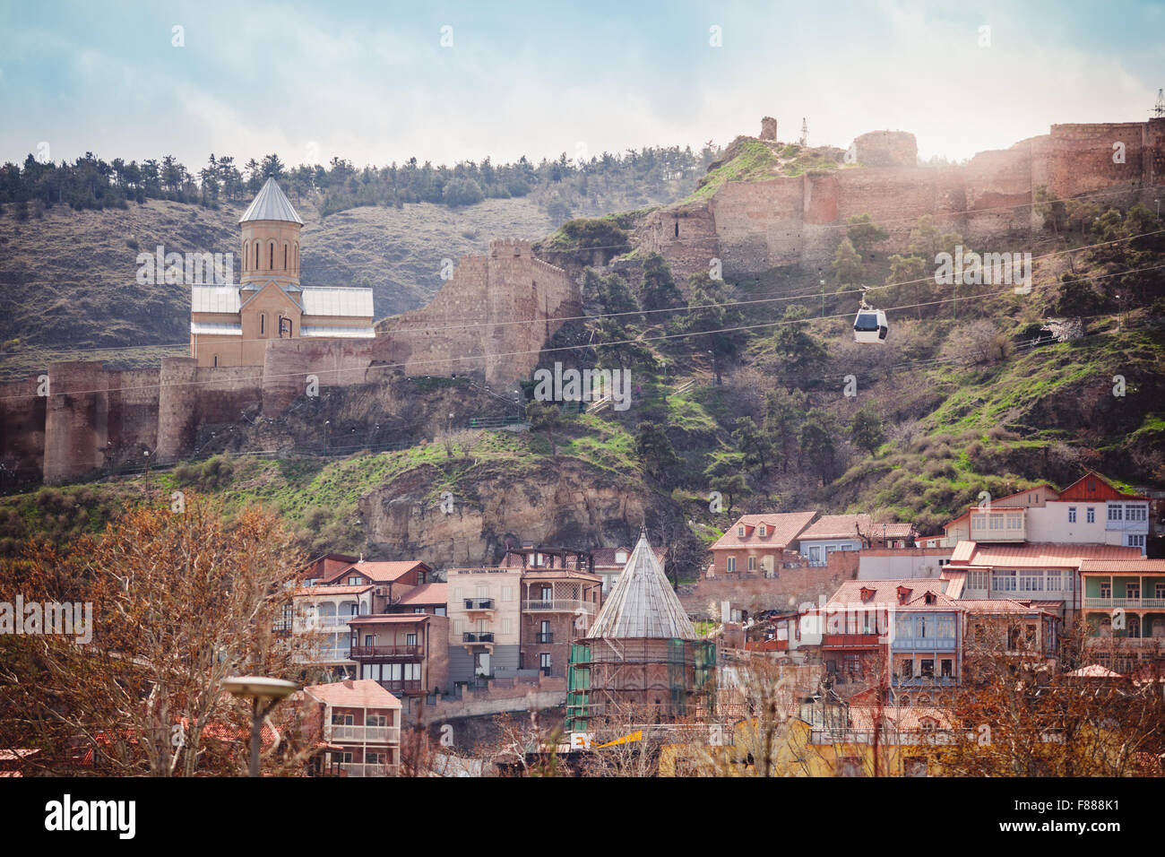Ancient fortress Narikala on hill, in the center of old Tbilisi Stock ...