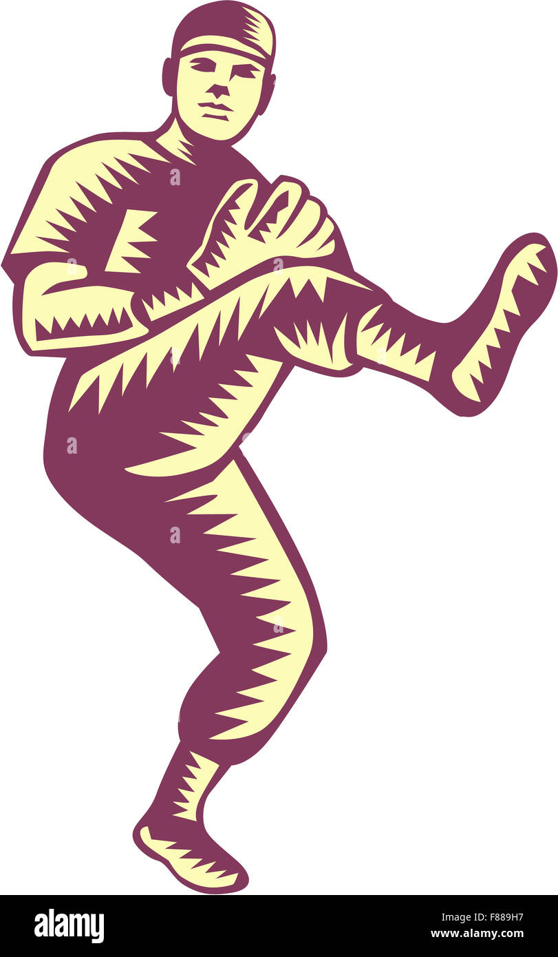 Illustration of an american baseball player pitcher outfilelder in a ...