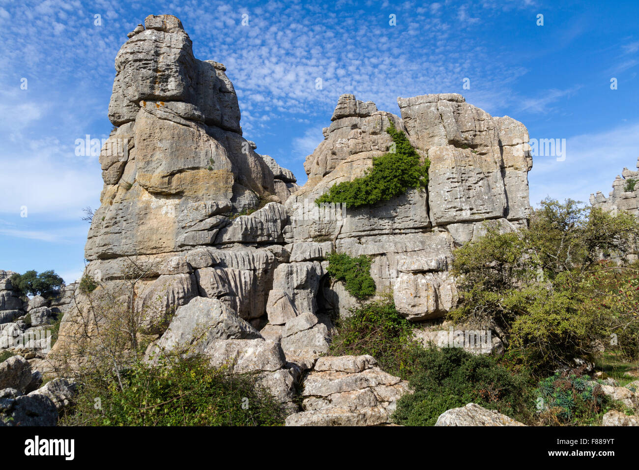 Limestone wind eroded rock outcrops in El Torcal Spain Stock Photo - Alamy
