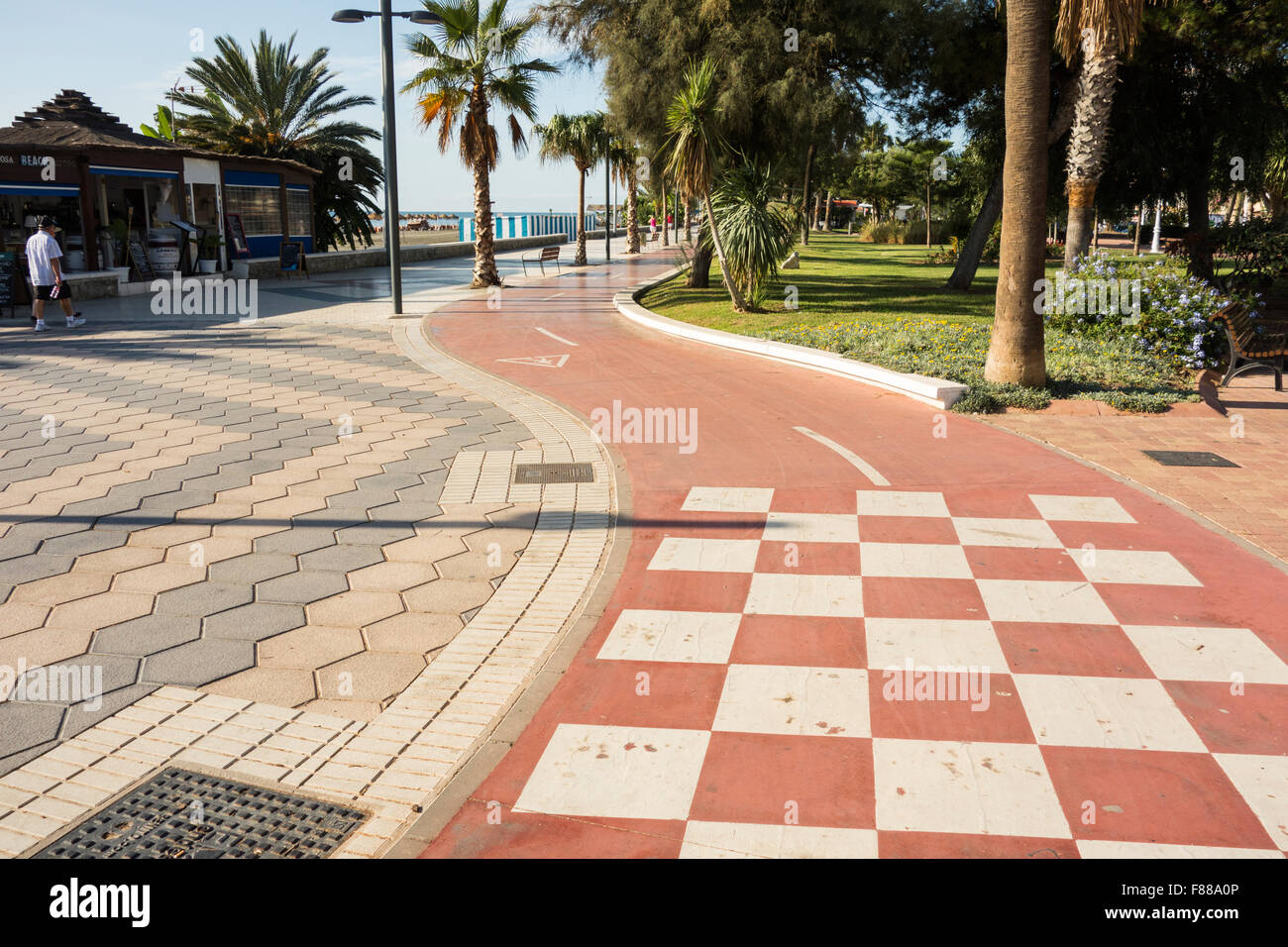 Cycle lane running along the promenade in Torrex Costa Spain Stock ...