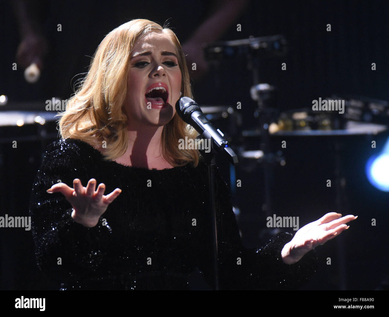 Huerth, Germany. 06th Dec, 2015. The singer Adele performs on stage ...
