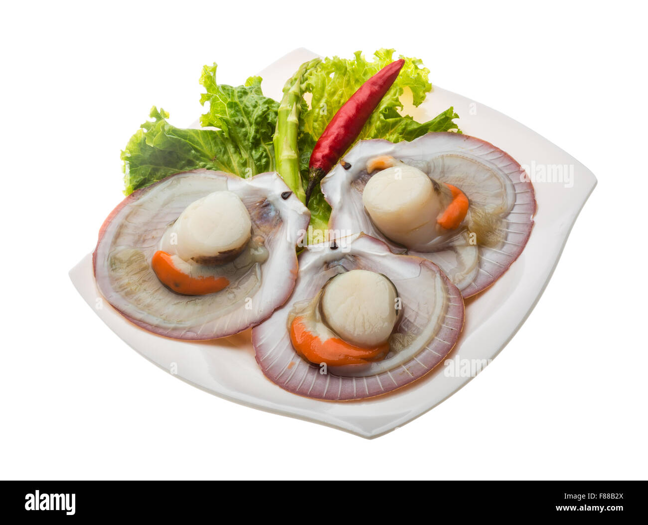 Raw fresh scallop ready for cooking Stock Photo - Alamy