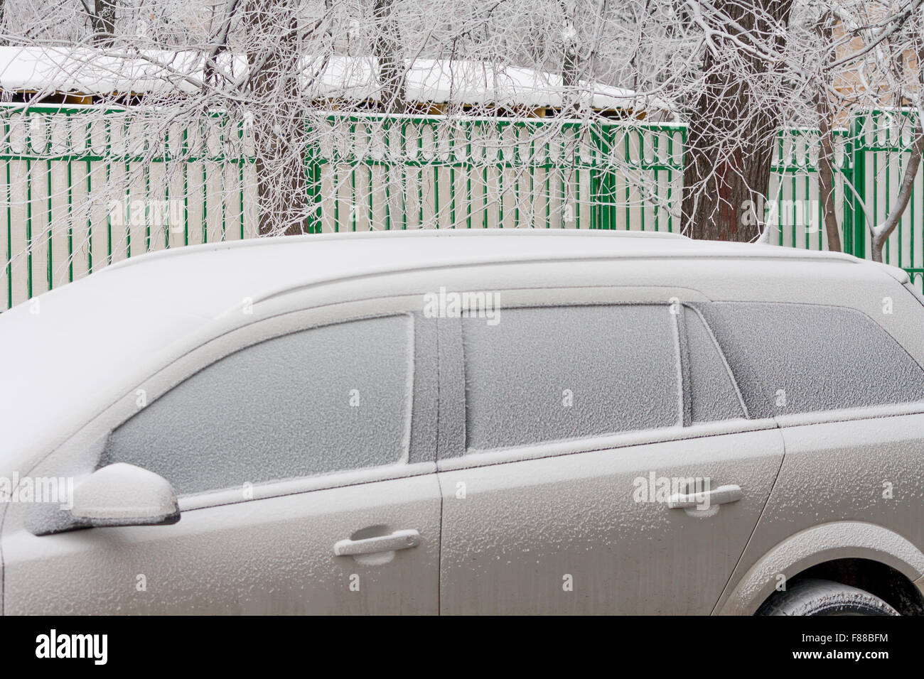 frozen car window closeup snow crystals and ice Stock Photo - Alamy